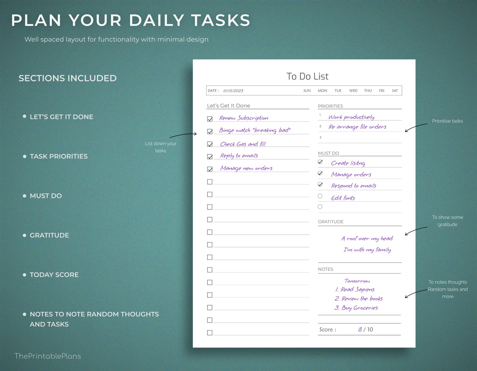 Printable Daily to Do List Daily Checklist Daily Routine - Etsy