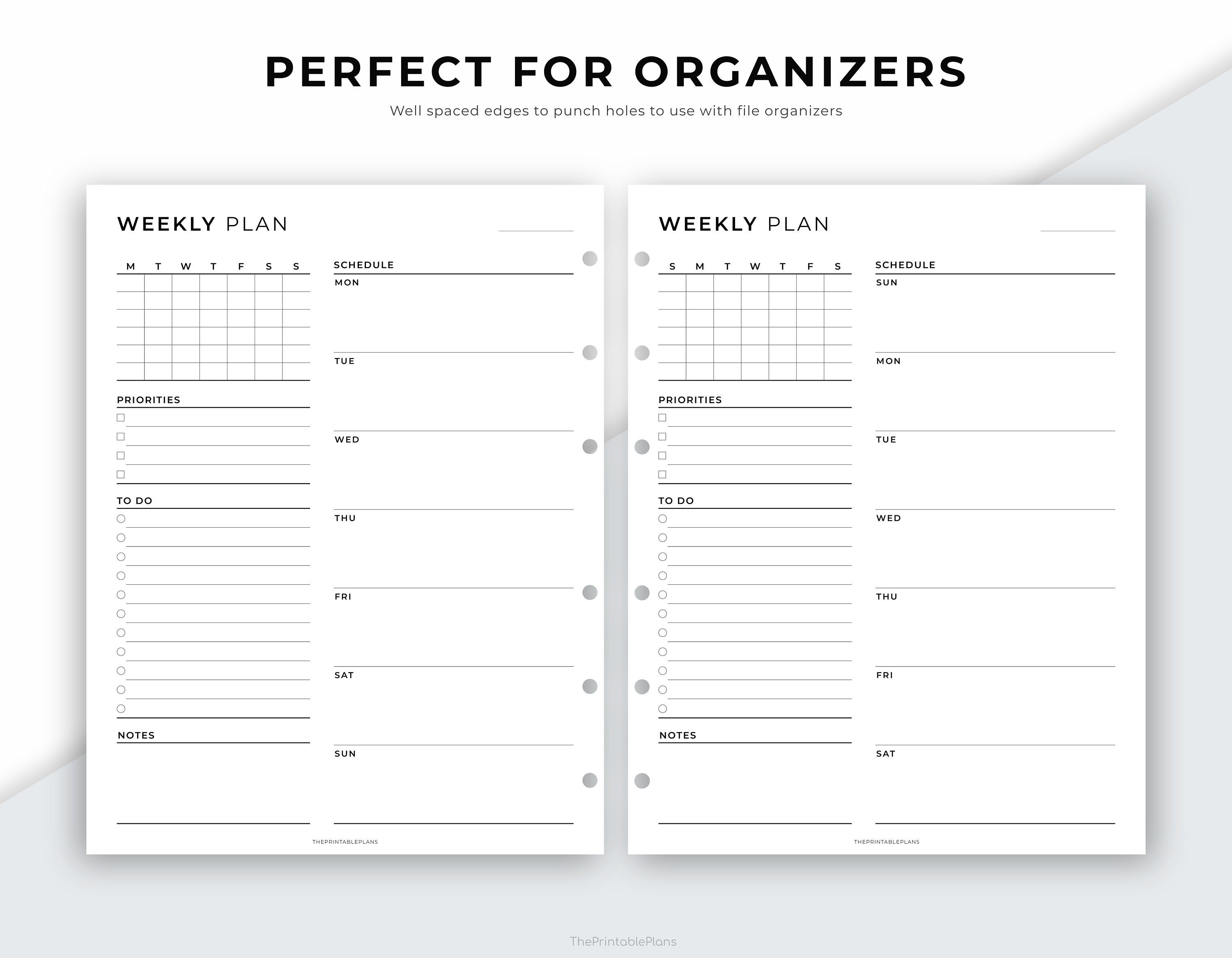 Weekly Planner Printable Weekly Agenda Weekly Organizer - Etsy