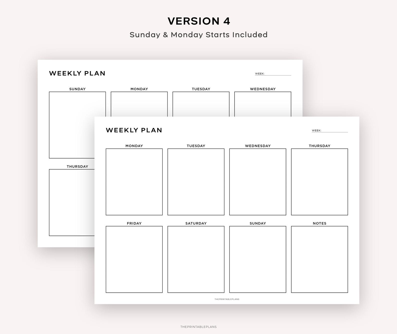 Weekly Planner Printable Landscape, Minimalist Weekly Schedule, Week at ...