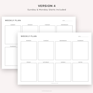 Weekly Planner Printable Landscape, Minimalist Weekly Schedule, Week at ...