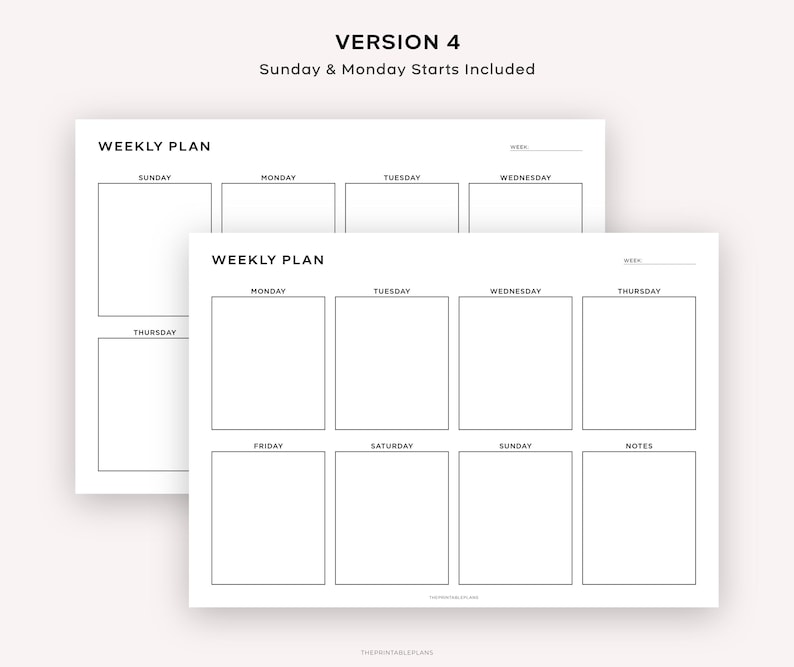 Weekly Planner Printable Landscape, Minimalist Weekly Schedule, Week at ...