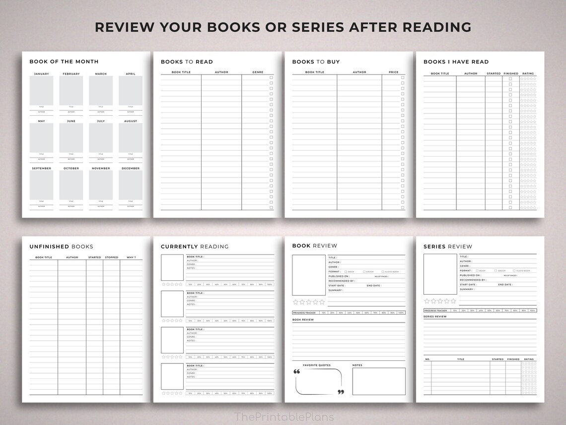 Reading Planner Bundle Printable Reading Journal Reading - Etsy