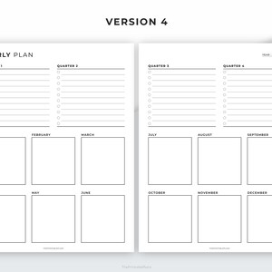 Quarterly Yearly Planner Printable, Yearly Goals & Tasks, Productivity ...