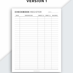 Checkbook Register Printable, Check Transaction Tracker, Checkbook ...
