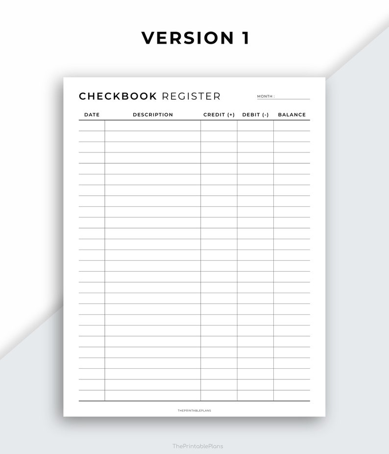 Checkbook Register Printable, Check Transaction Tracker, Checkbook ...