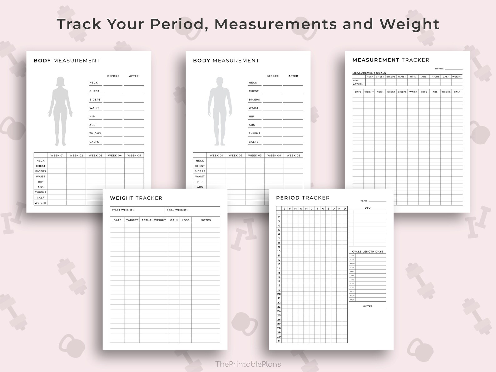 Printable Health and Fitness Planner Bundle Fitness Journal - Etsy