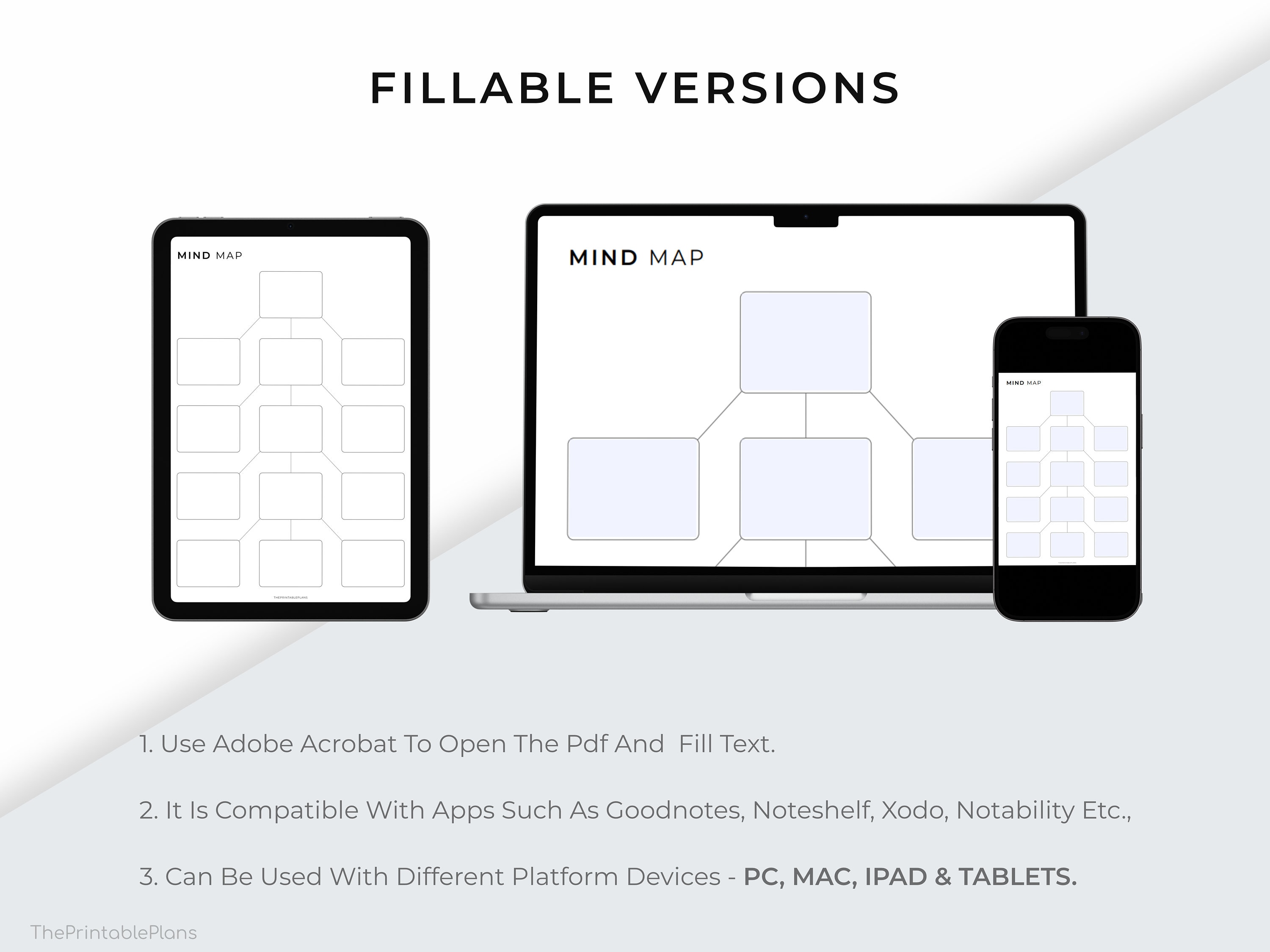 Printable Mind Map Planner, Idea Board, Mind Map Template, Brainstorm ...