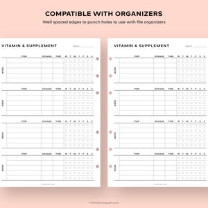 Monthly Vitamin Tracker Printable, Supplement Checklist, Vitamin İntake ...