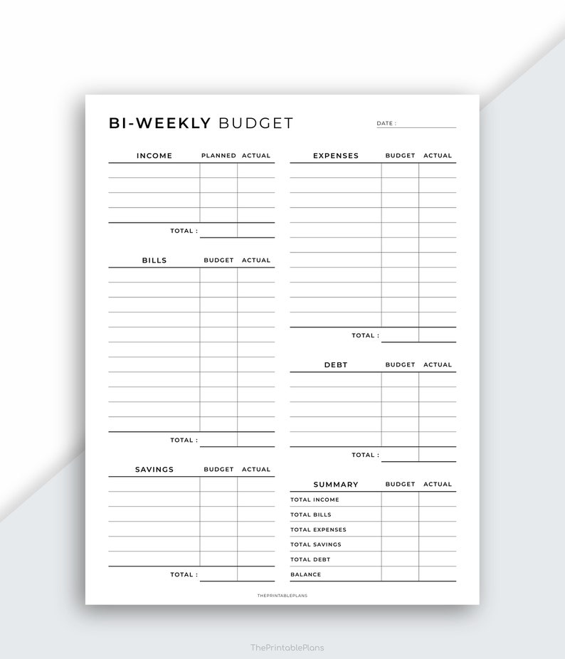Bi Weekly Budget Planner Printable, Bi-weekly Template, Paycheck Budget ...