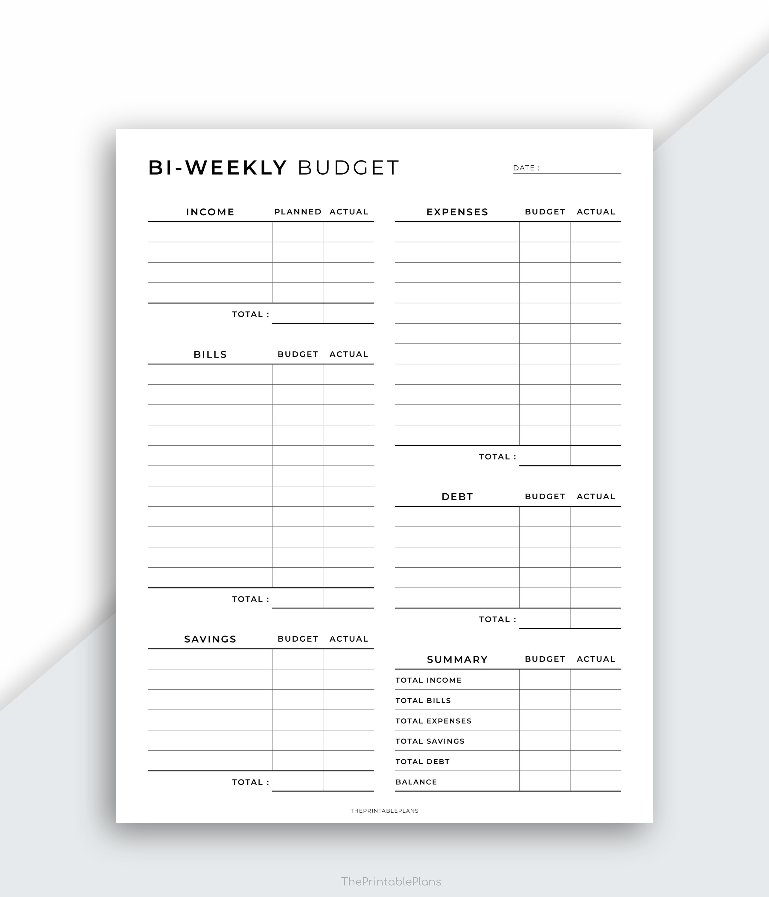 Bi Weekly Budget Planner Printable, Bi-weekly Template, Paycheck Budget ...