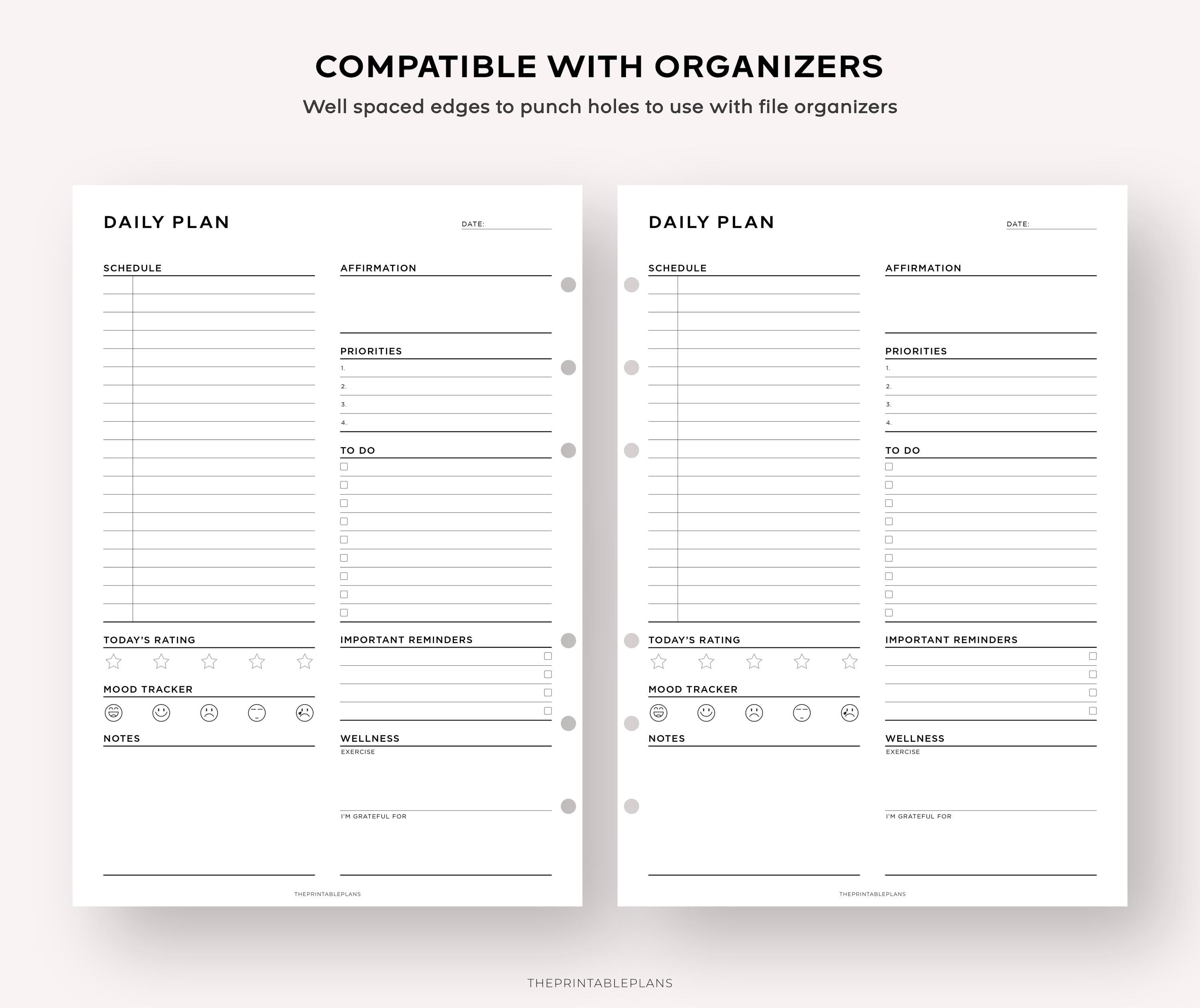 Daily Productivity Planner Printable, Daily Schedule, Daily to Do List ...