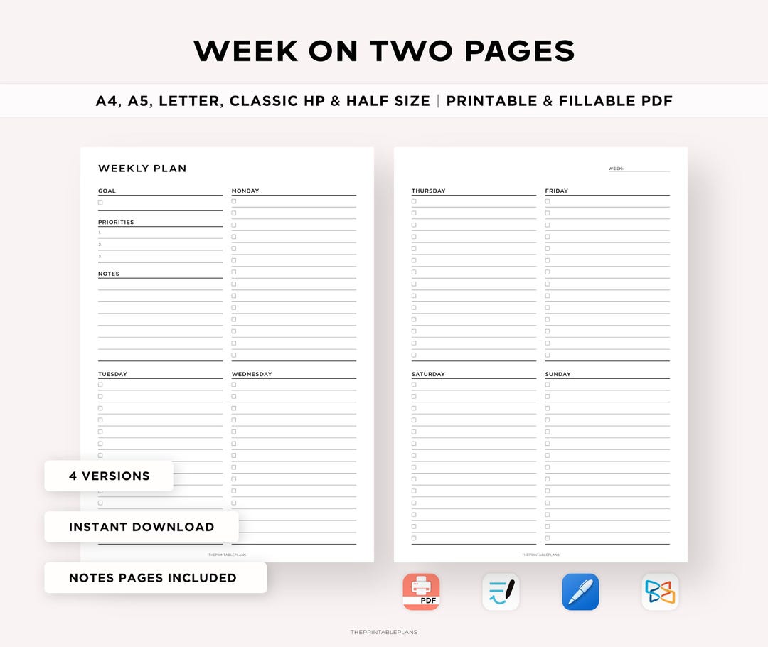 Weekly Goal Planner Printable, to Do List, Weekly Schedule, Weekly ...