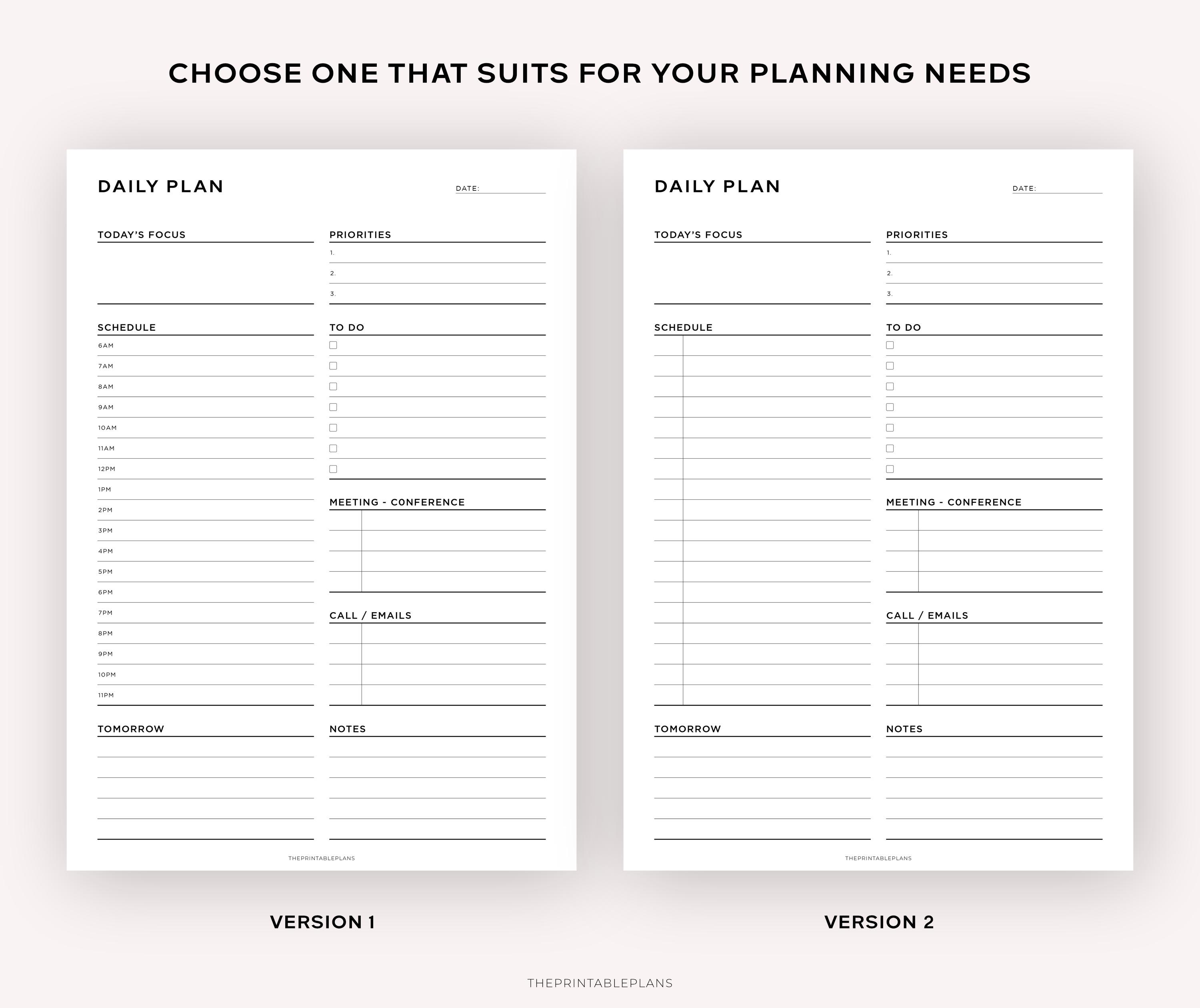 Daily Work Planner, Office Planner Printable, Work From Home, Daily ...