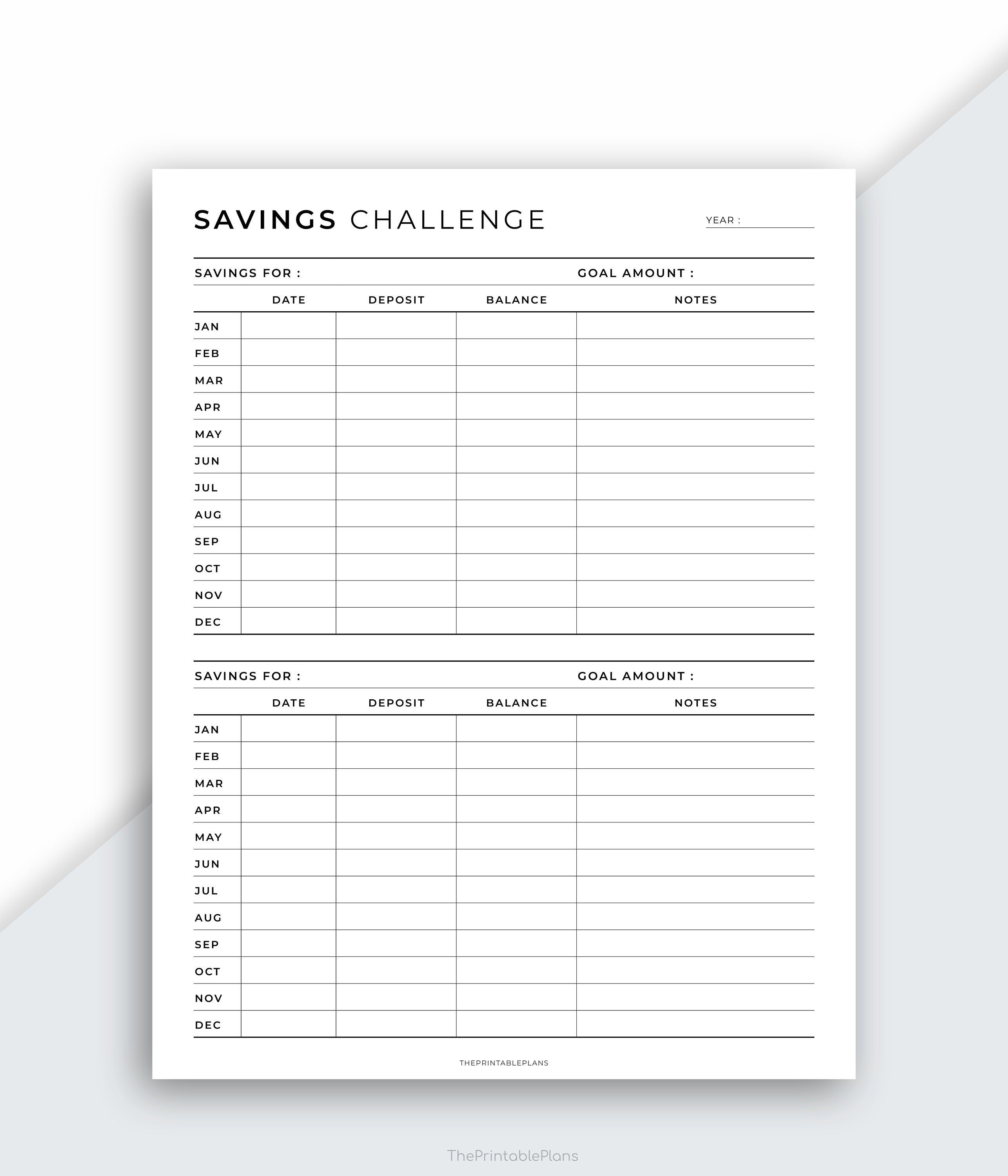 Savings Tracker Printable, Savings Challenge, Saving Goal Plan, Money ...