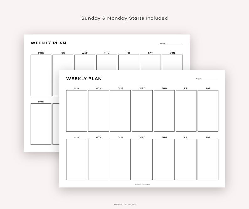 Simple Two Week Planner Printable, Weekly Calendar, Weekly Schedule ...