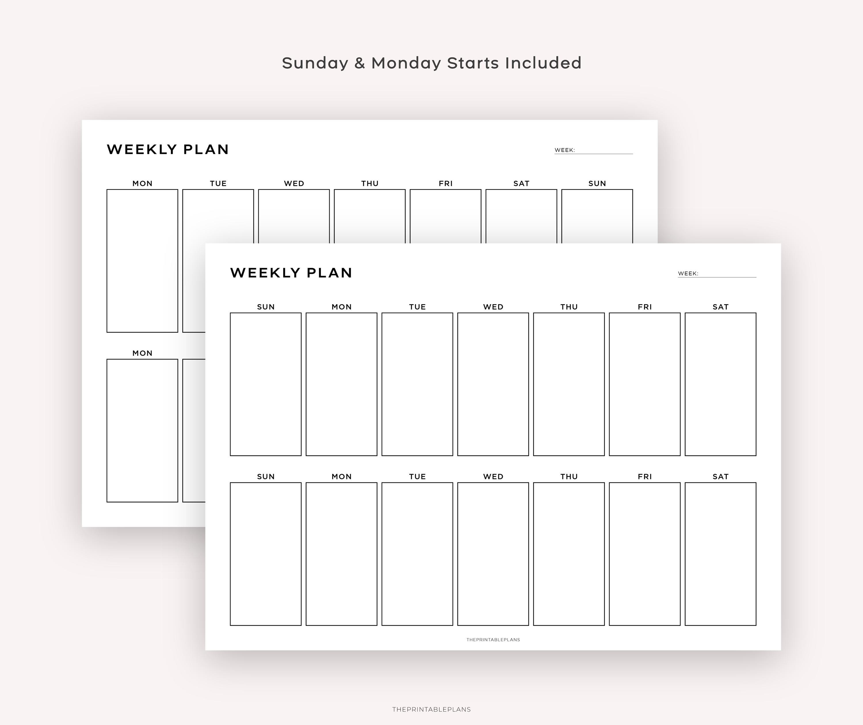 Simple Two Week Planner Printable, Weekly Calendar, Weekly Schedule ...