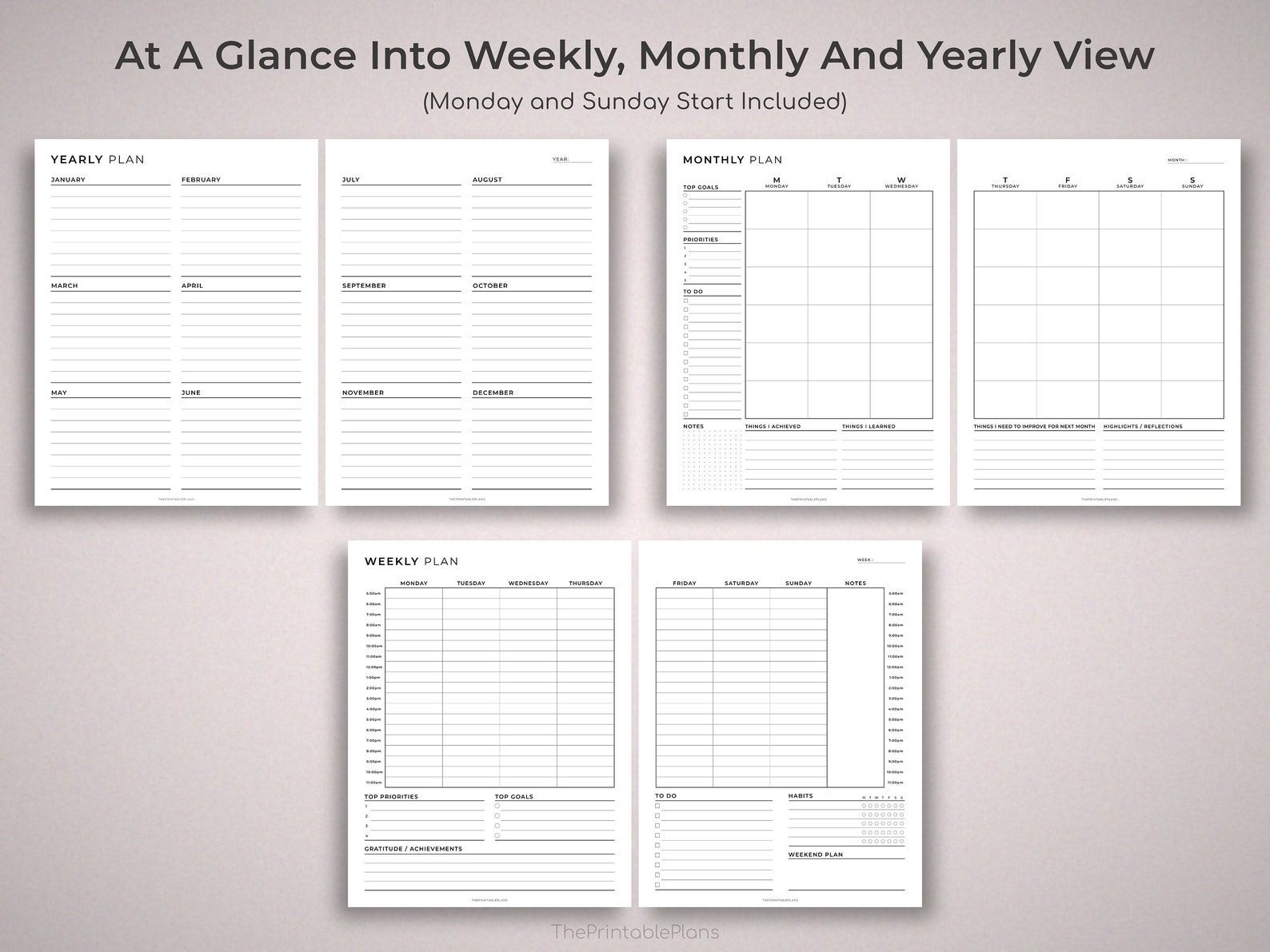 Printable Goal Planner Bundle, Daily, Weekly, Monthly, Quarterly ...