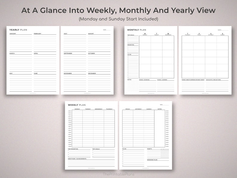 Printable Goal Planner Bundle, Daily, Weekly, Monthly, Quarterly ...