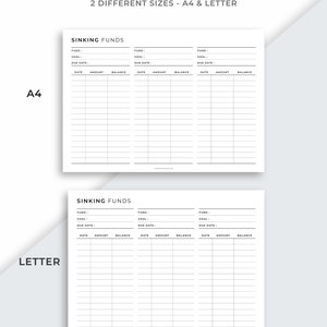 Sinking Funds Tracker Landscape, Savings Tracker Printable, Savings ...