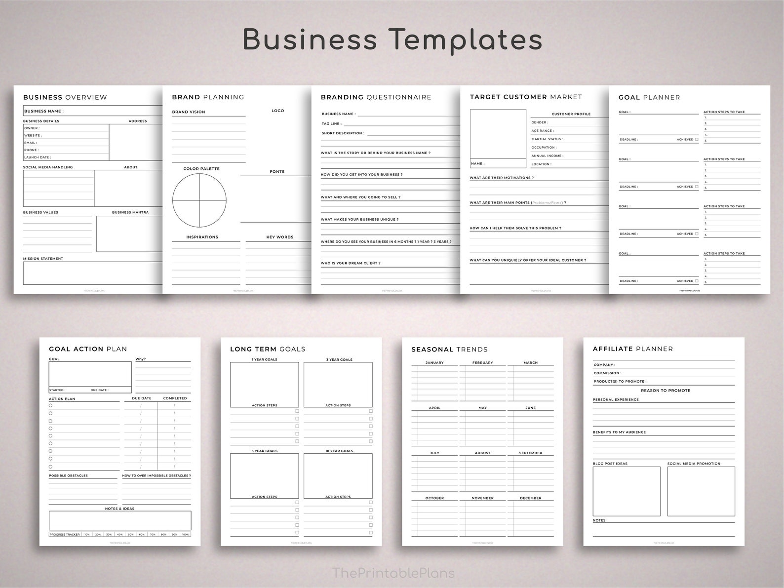 Printable Business Planner Bundle Small Business Product and - Etsy