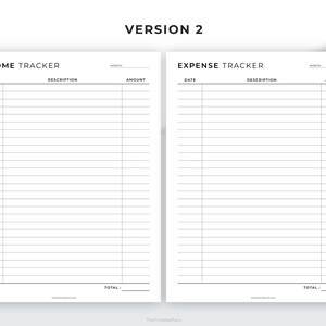 Income Tracker Printable, Expense Tracker Printable, Money Tracker ...