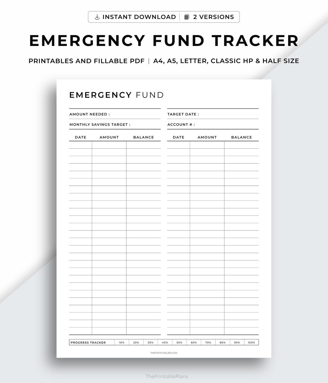 Emergency Fund Tracker Printable, Emergency Fund Challenge, Emergency ...