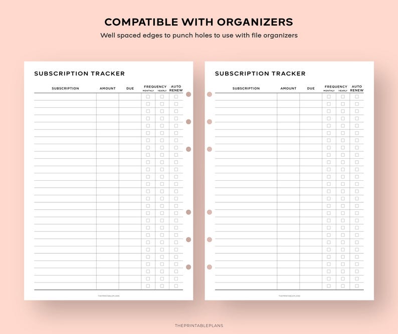 Subscription Tracker Printable, Membership Tracker, Subscription ...