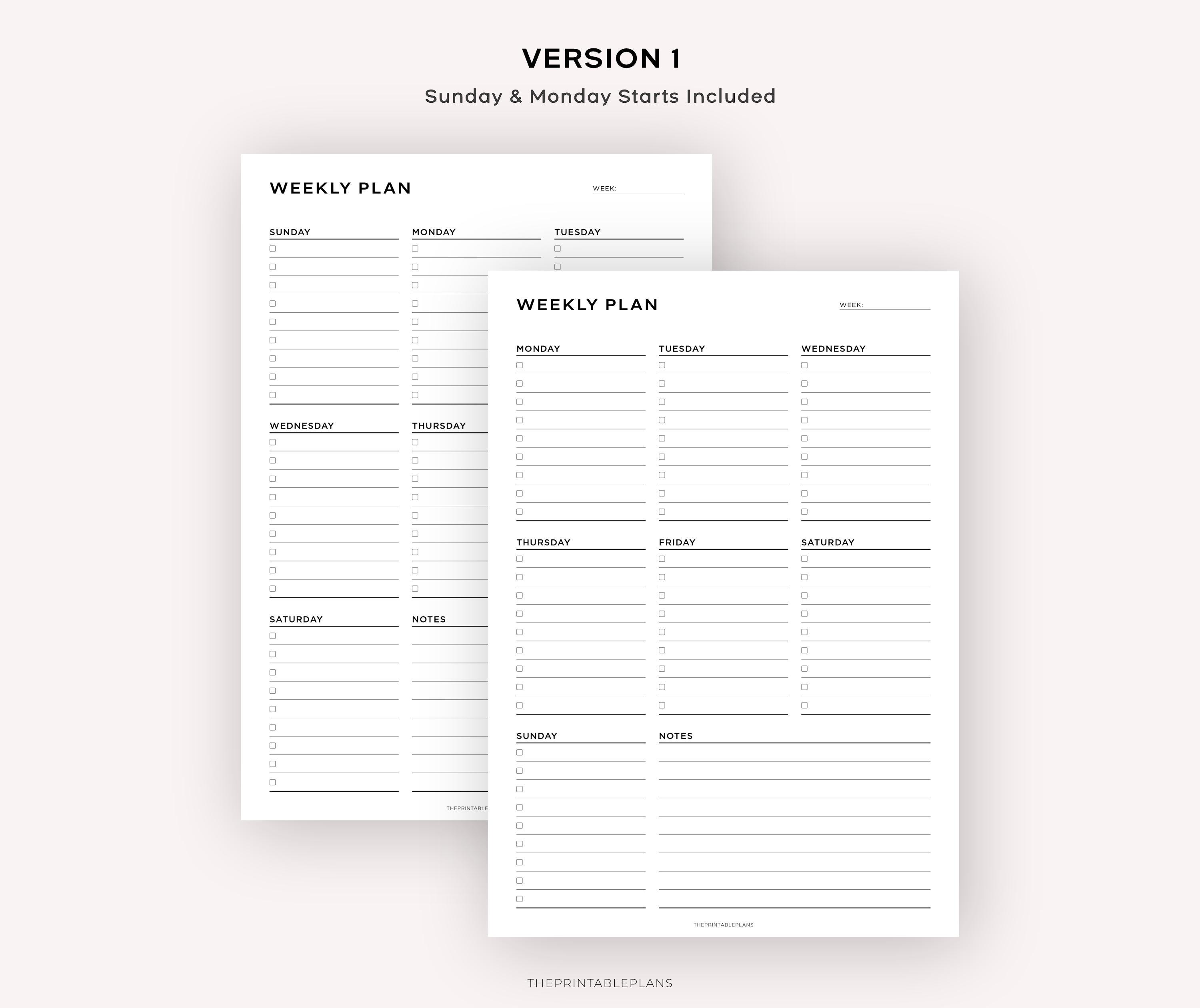 Weekly Planner Printable, Week at a Glance, Weekly Schedule, to Do List ...