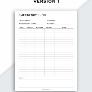 Emergency Fund Tracker Printable, Emergency Fund Challenge, Emergency ...