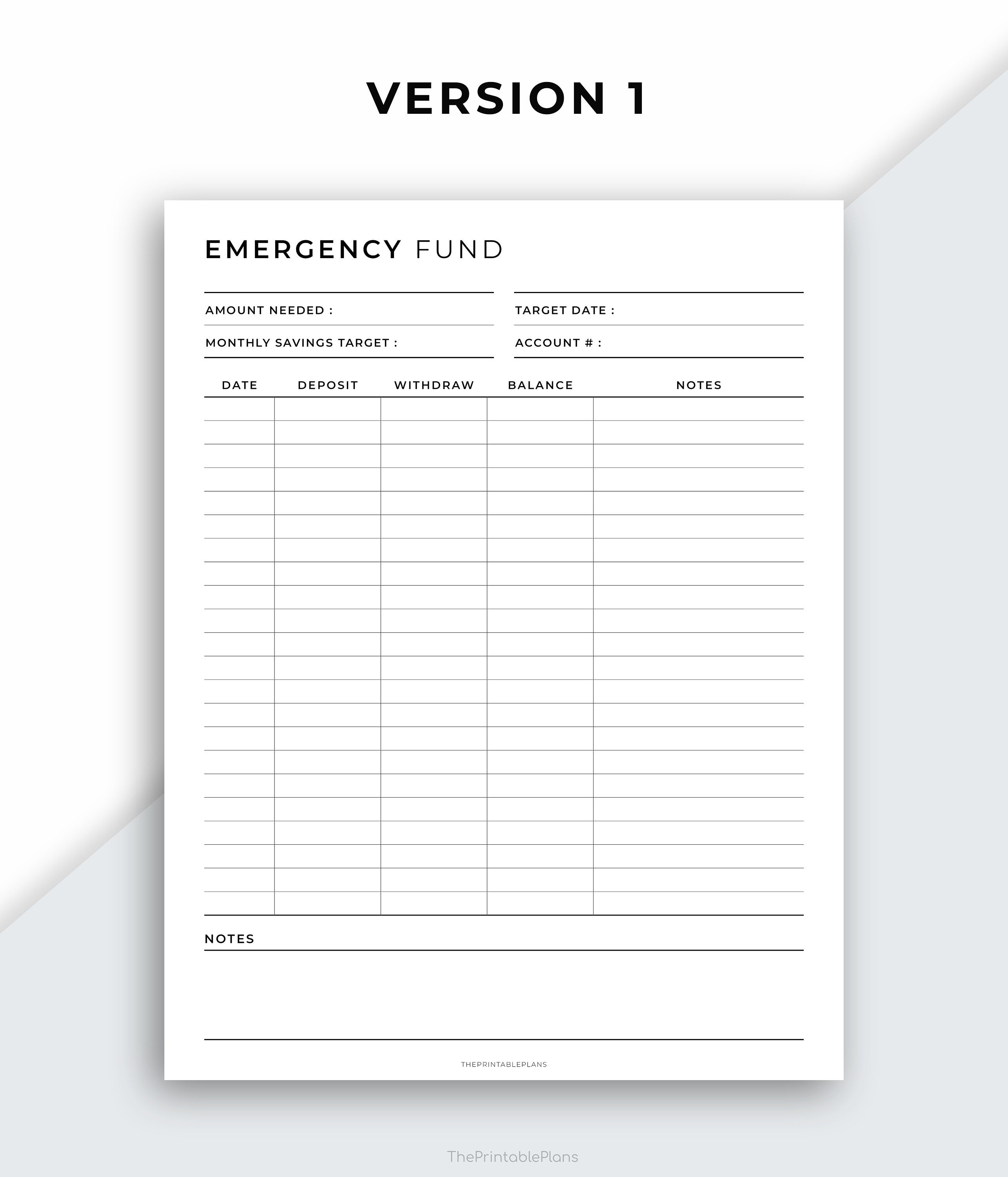 Emergency Fund Tracker Printable, Emergency Fund Challenge, Emergency ...