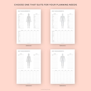 Body Measurements Tracker Printable, Body Transformation Template ...
