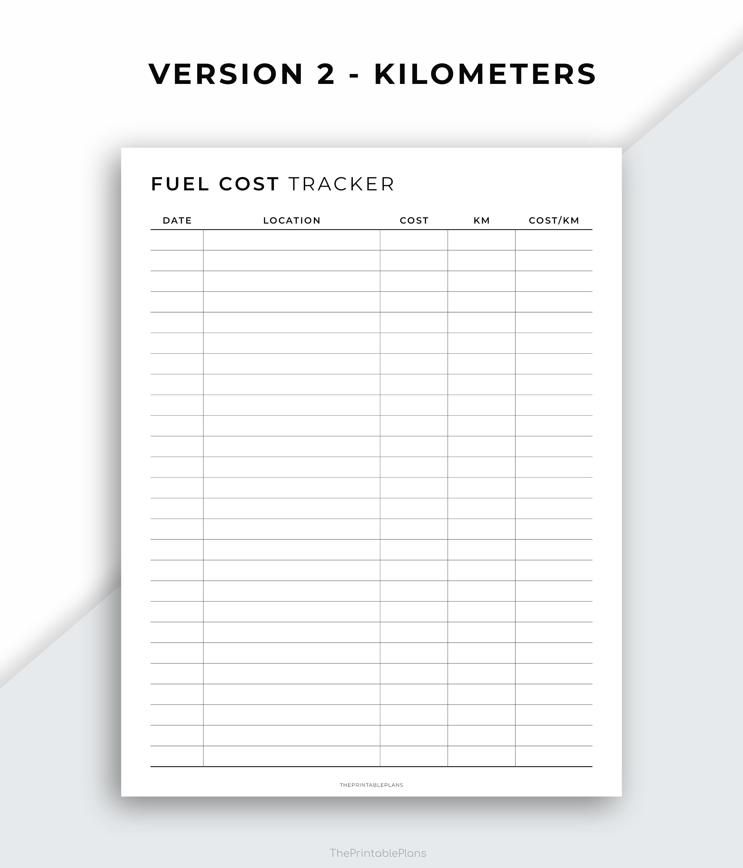 Fuel Cost Tracker Printable, Vehicle Fuel Cost per Mile, Fuel Expense ...