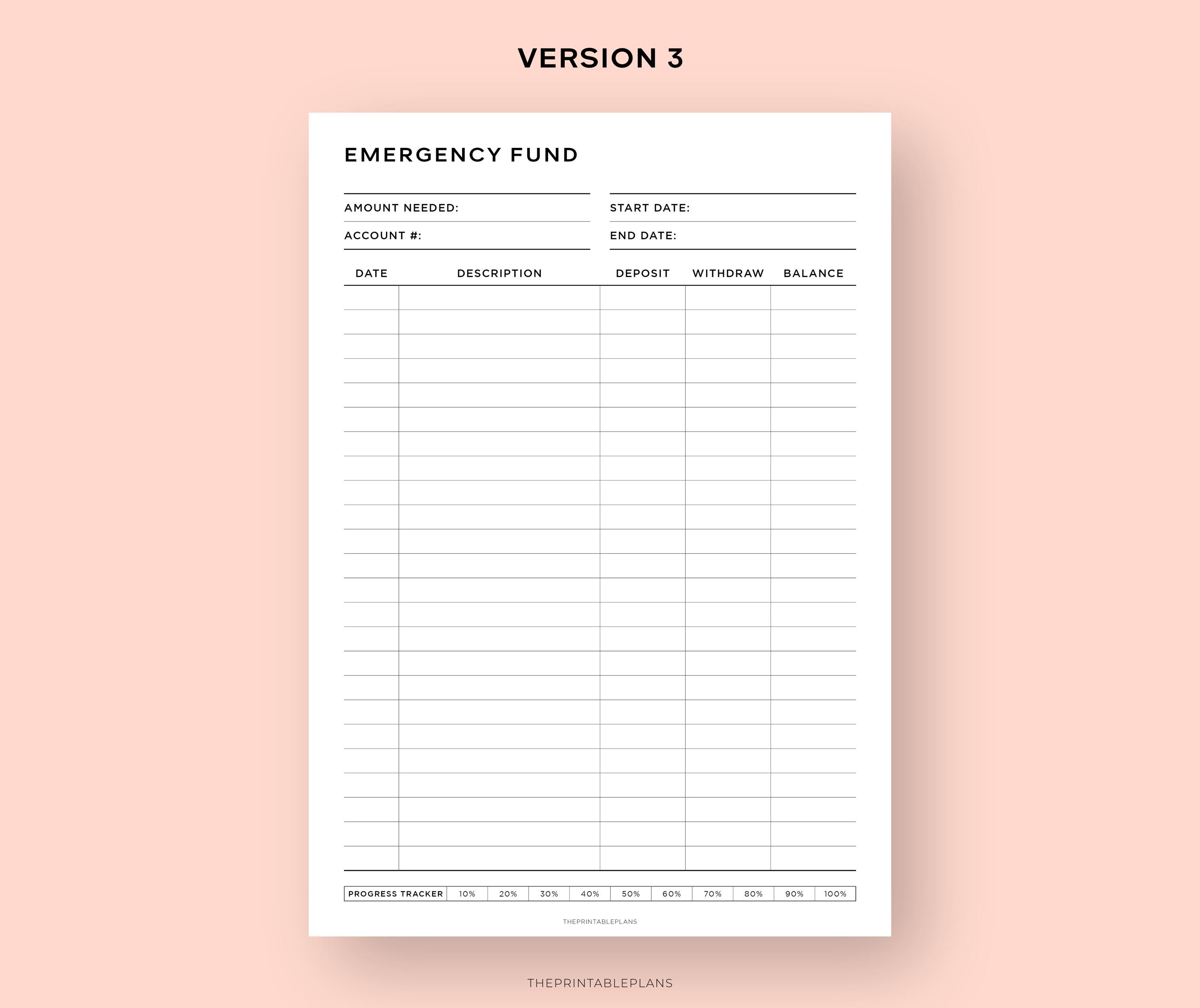 Emergency Fund Tracker Printable, Emergency Fund Challenge, Emergency ...