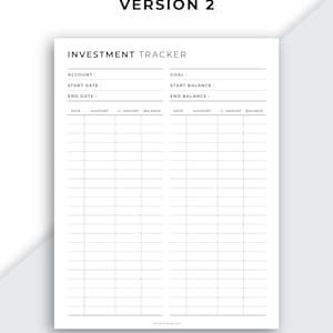 Investments Tracker Printable, Investment Planner, Investments ...