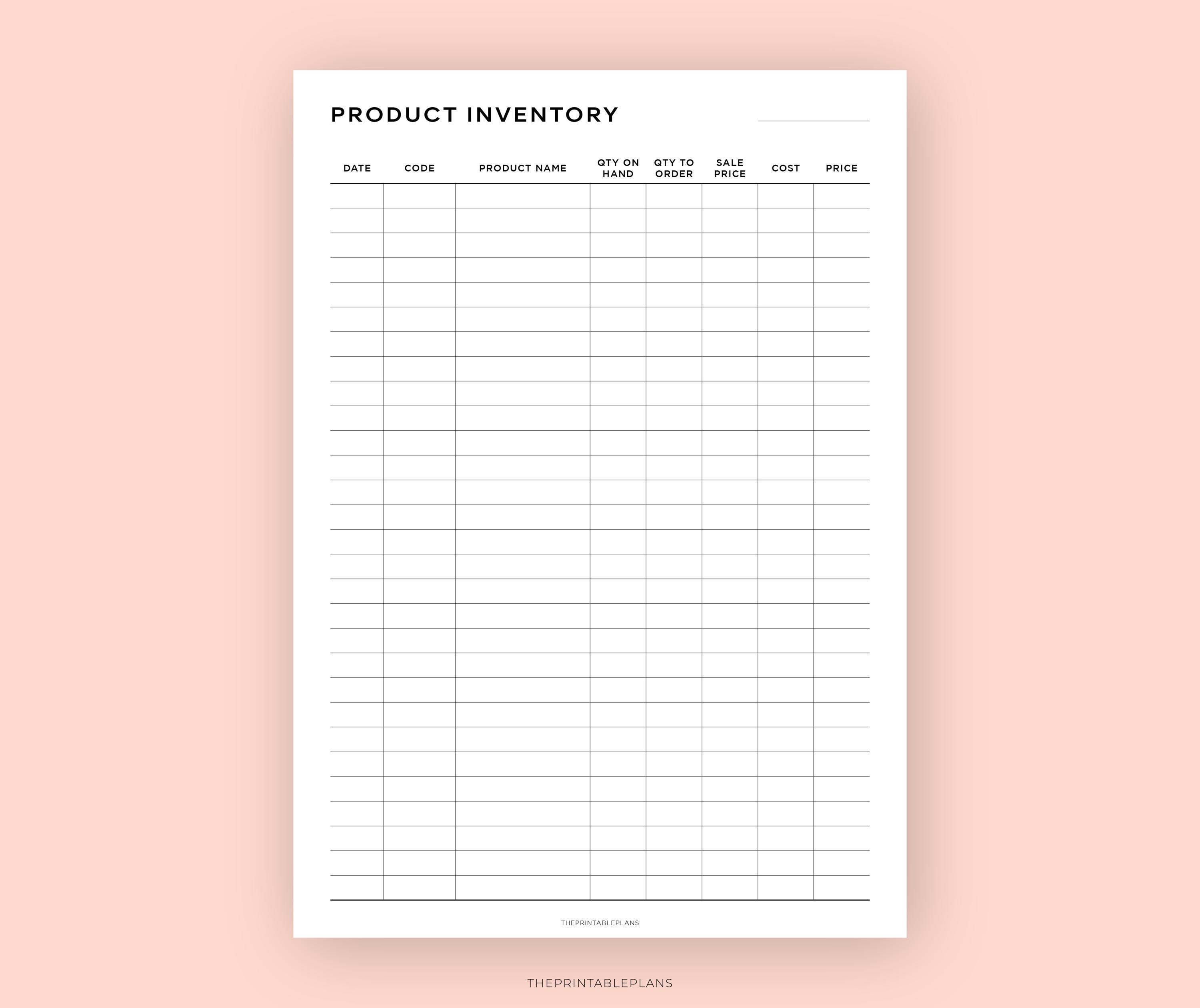 Product Inventory Tracker Printable, Inventory Tracker Template, Simple ...
