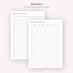 Half Hour Weekly Schedule, Weekly Planner Printable, Week at a Glance ...