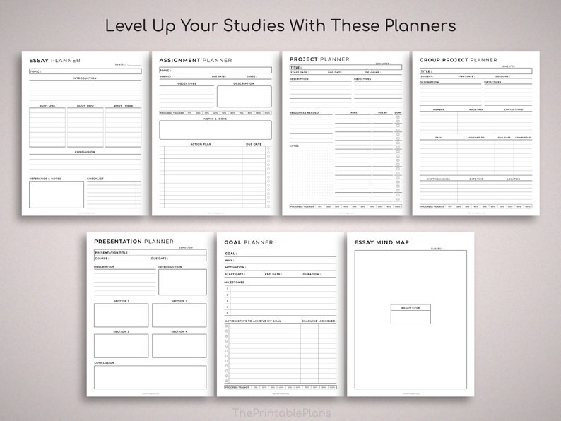 Printable Planner Printable Student Planner Bundle Study - Etsy