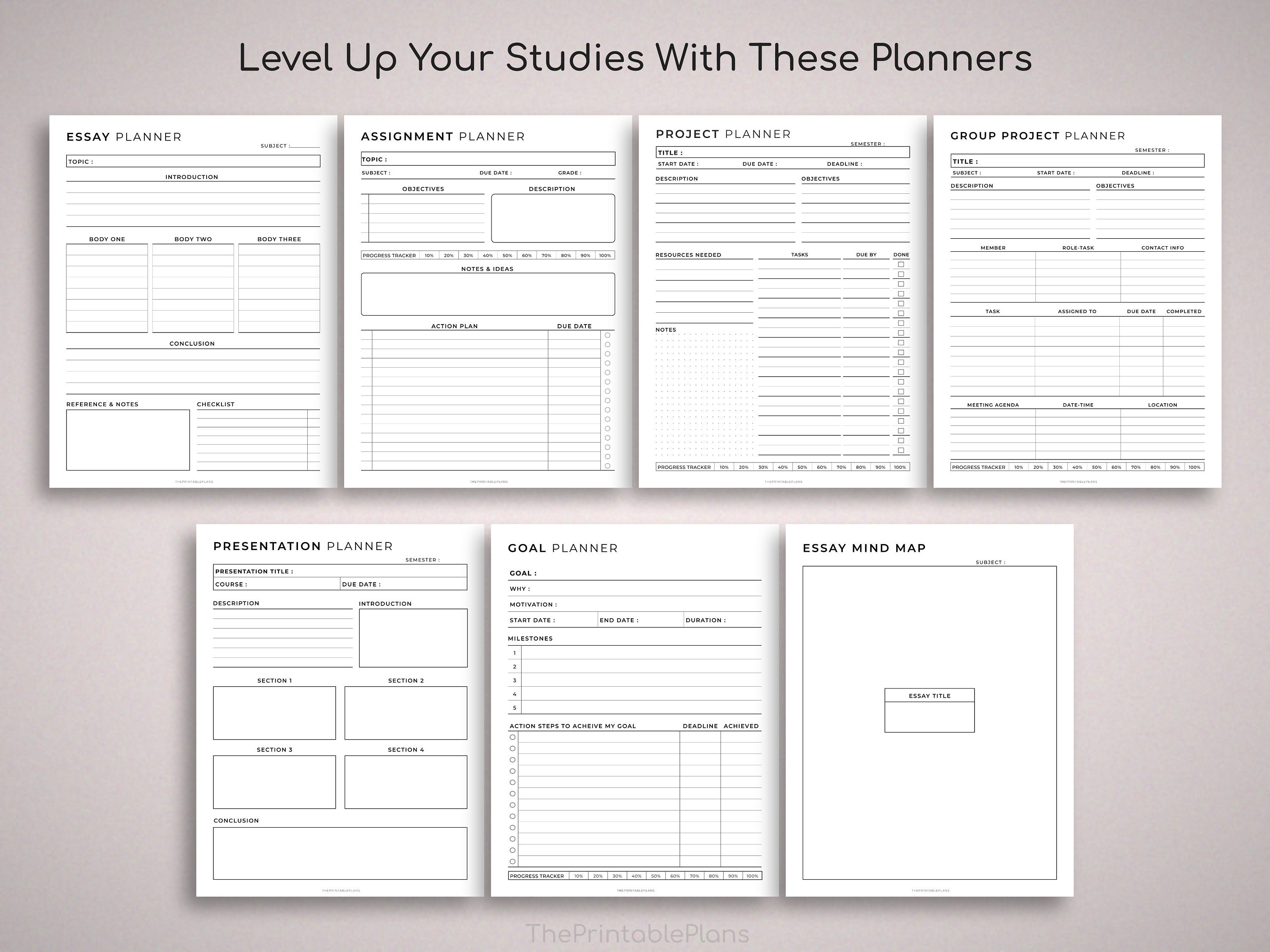 Printable Planner Printable Student Planner Bundle Study - Etsy