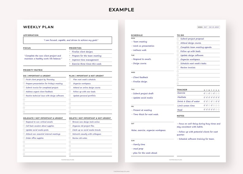 Weekly Planner With Priority Matrix, Weekly Agenda, Productivity ...