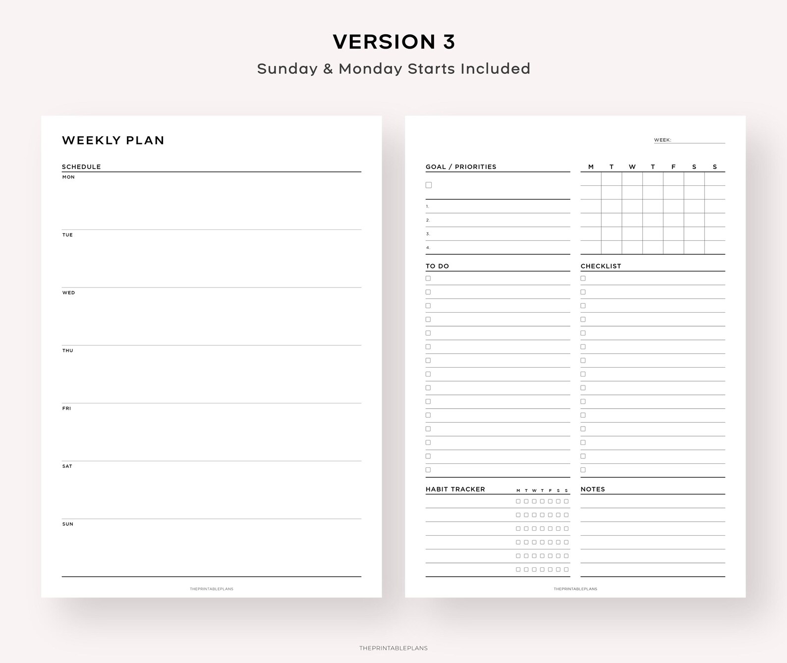 Weekly at a Glance, Weekly Planner Printable, Weekly Overview, Weekly ...