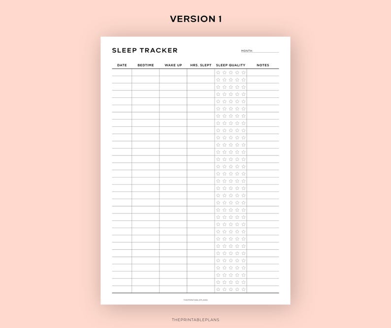 Sleep Tracker Printable, Sleep Quality Journal, A4 A5 Letter Size ...