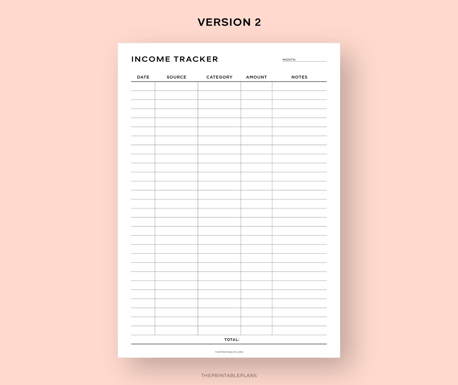 Income Tracker Printable, Income Log, Income Template, Personal ...