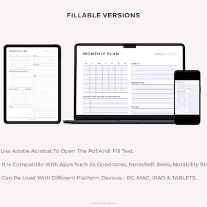 Month at a Glance Printable, Monthly Planner, Monthly Goal Planner, to ...
