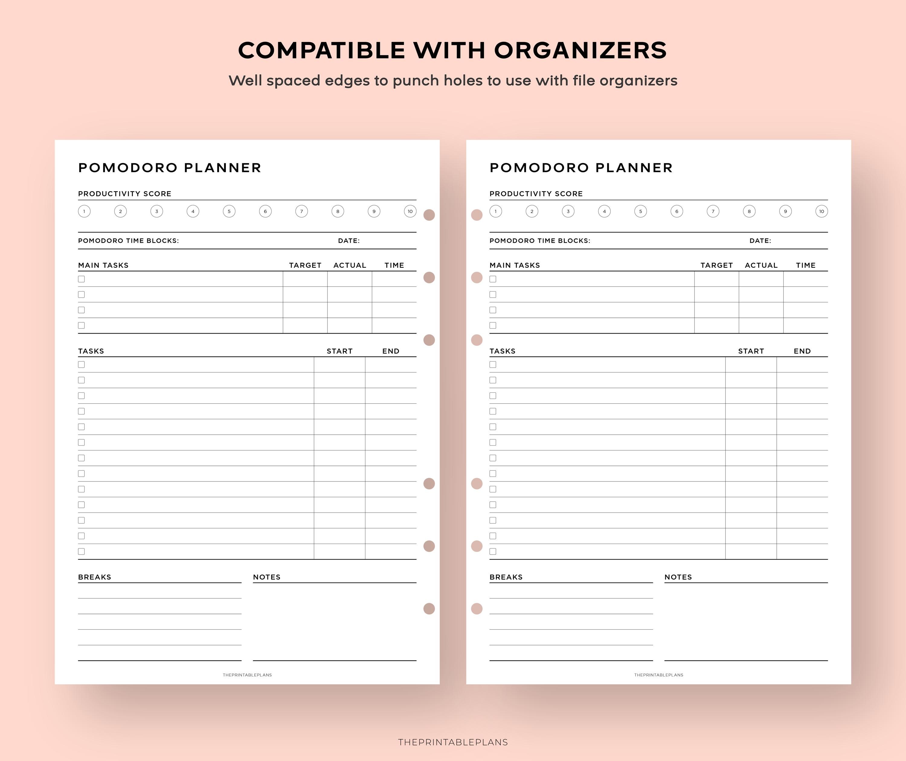 Pomodoro Planner Printable, Pomodoro Tracker, Time Tracker ...