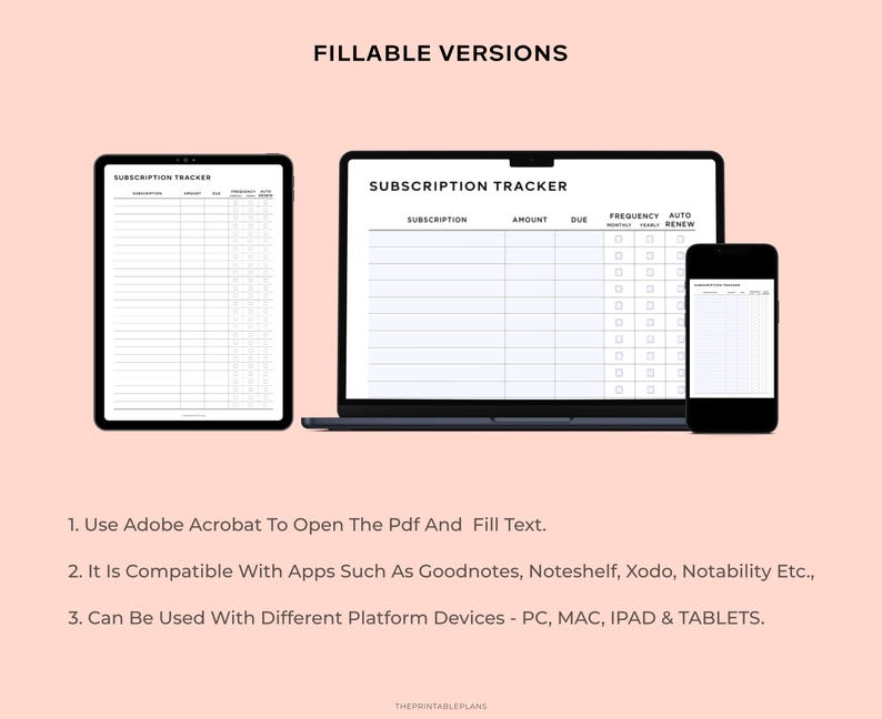 Subscription Tracker Printable, Membership Tracker, Subscription ...