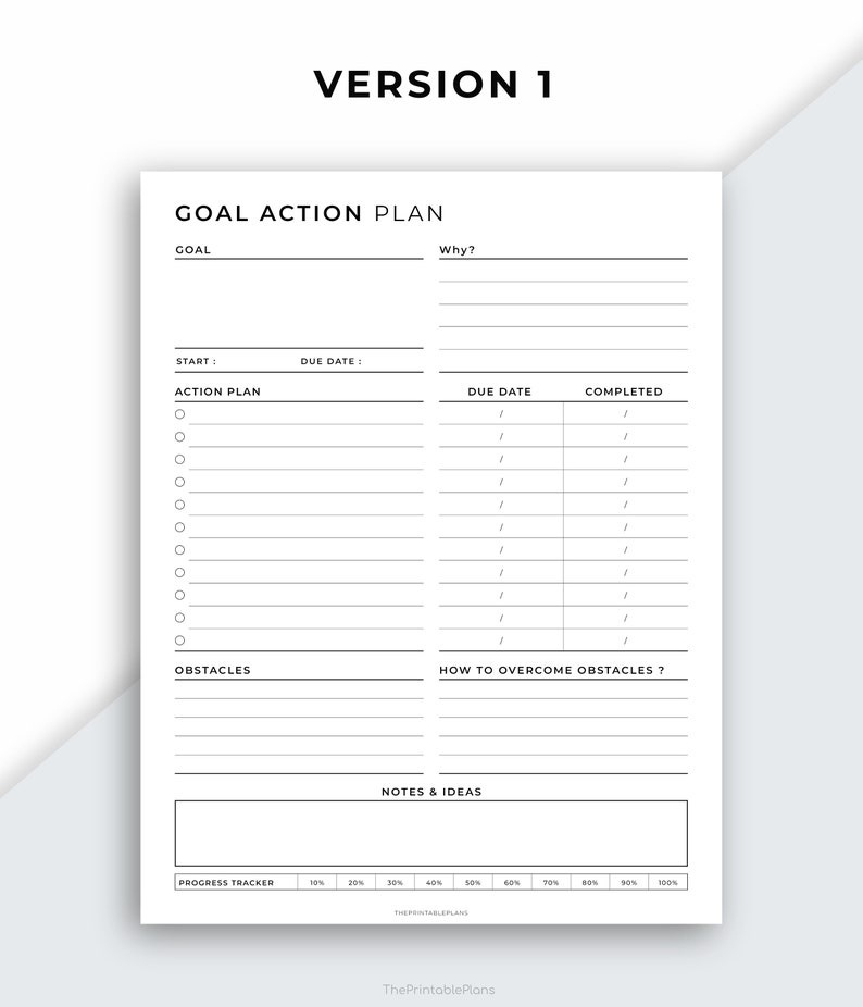 Goal Planner Printable, Goal Action Plan, Goal Setting, Productivity ...