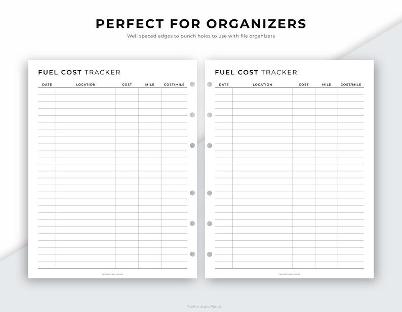 Fuel Cost Tracker Printable, Vehicle Fuel Cost per Mile, Fuel Expense ...