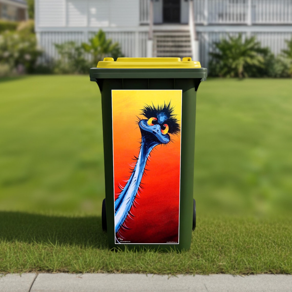 Stunned Emu Wheelie Bin Sticker - Etsy