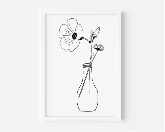 Flower Vase Line Drawing