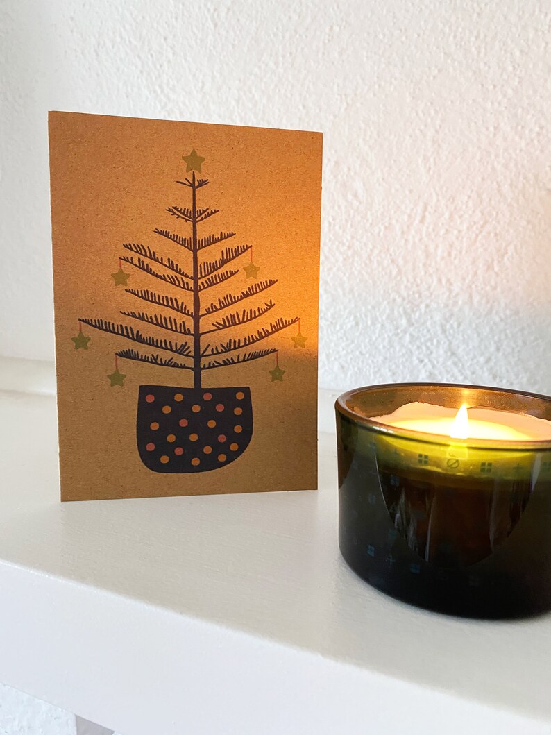 Rustic Christmas Card and Envelope, Featuring a Beautiful Norfolk Pine ...